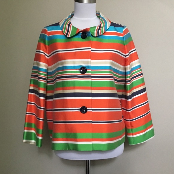 kate spade | Jackets & Coats | Kate Spade Multi Stripe Silk Swing ...